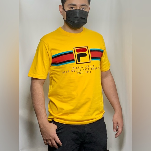 Fila | Shirts | Mens Fila Yellow Green Red Signature Short Sleeve Tee ...